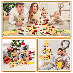 AerWo DIY Felt Christmas Tree Set, 3FT Felt Christmas Tree for Kids Wall with 35PCS Detachable Felt Ornaments for Christmas Tree, Xmas Felt Tree for Christmas Wall Hanging Decorations