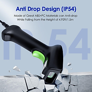 FYJ Handheld 1D 2D Barcode Scanner with Stand Wired Automatic QR Code Scanners Long USB Cable Bar Code Reader for Library,Store,Supermarket,Warehouse