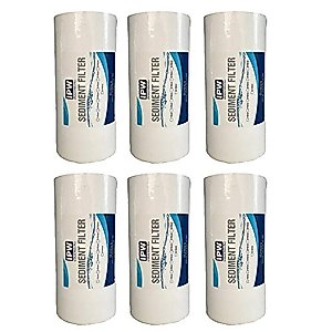 IPW Industries Inc. Whole House Sediment Water Filter - 20 Micron Sediment Filter - Full Flow Filter Compatible with Pelican and Other 10" x 4.5" Filtration Systems (6 Pack of Filters)