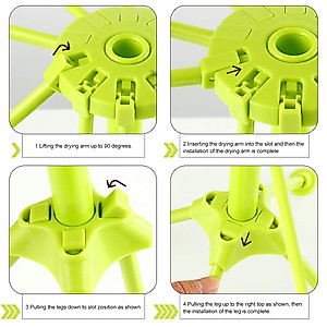 Cambom Foldable Pasta Drying Rack- Plastic Spaghetti Noodle Dryer with 10 Bar Handles Green