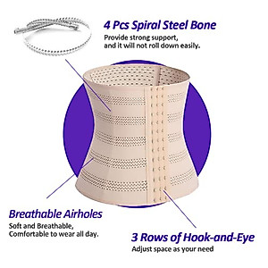 WEICHENS Waist Trainer Corsets for Women Underbust Sport Trimmer Belts Cincher Hourglass Body Shaper Girdle Black