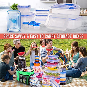 RockBerry 32 Pcs Large Plastic Food storage containers-85 oz to Sauces Box Stackable Kitchen storage bowls sets-BPA Free Leak proof with lids airtight-Microwave freezer safe lunch boxes