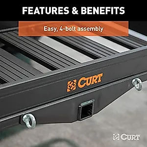 CURT 18113 49 x 22-1/2-Inch Black Aluminum Hitch Cargo Carrier, 500 lbs Capacity, 2-in Fixed Shank