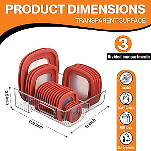 Food Container Lid Organizer, Large Clear Lid Organizer for Kitchen Cabinets, Kitchen Organization or Pantry Organization and Storage