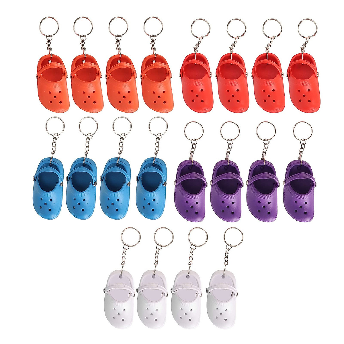 Pssopp 20Pcs Mini Croc Shoe Keychain Slipper Keychain Slipper Key Ring Cute for Backpacks Gifts Cute Shoes Keychain for Kids Boys Girls