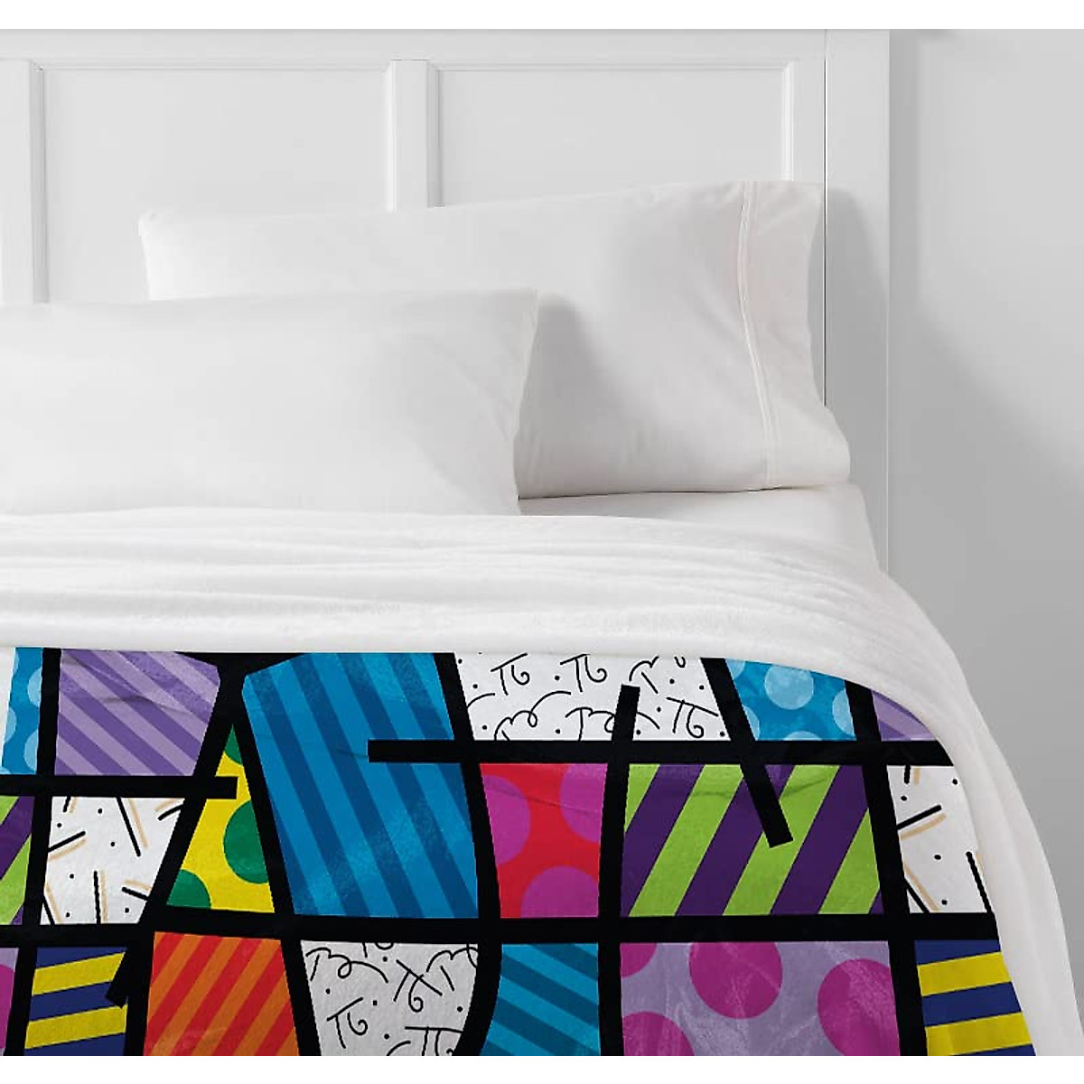 BRITTO Romero Luxe Blanket & Throw (Colorful Landscape) Geometric Artwork Pattern, 60 x 80in