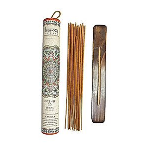 Karma Scents Premium Vanilla Incense Sticks, 5 Set Gift Pack with a Free Holder in Each Box. Includes 150 Sticks and Five Incense Burners | Perfect for Home Decor and Gifts.