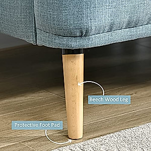 HOMCOM 48" Loveseat Sofa for Bedroom, Modern Love Seats Furniture, Upholstered Small Couch for Small Spaces, Blue