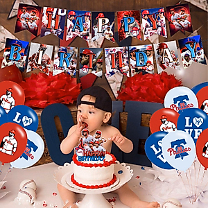 𝓟𝓱𝓲𝓵𝓪𝓭𝓮𝓵𝓹𝓱𝓲𝓪 𝓟𝓱𝓲𝓵𝓵𝓲𝓮𝓼 Party Decorations,Birthday Party Supplies For 𝓟𝓱𝓲𝓵𝓪𝓭𝓮𝓵𝓹𝓱𝓲𝓪 Baseball Party Supplies Includes Happy Birthday Banner, Balloons, Cupcake Toppers, Cake Topper for Baseball Fans