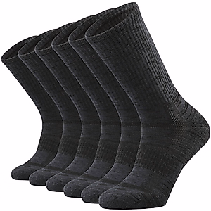 SOX TOWN Unisex Cushioned Crew Training Athletic Socks Men & Women with Combed Cotton Moisture Wicking Breathable Performance(BlackGrey M)