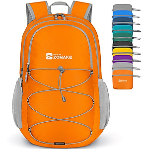 ZOMAKE Lightweight Packable Backpack 28L - Foldable Backpack Water-Resistant Collapsible Backpack Light Daypack for Hiking(Orange)