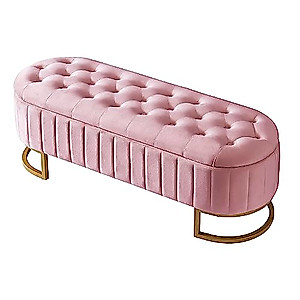 Full Size Velvet Upholstered Bed, Floating Platform Bed Frame with Storage Ottoman, Flowers Shape Headboard and LED Lights, Floating Bed Smart LED Bed for Kids Adults Bedroom Furniture (Pink Ottoman)