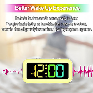 Colorful Nightlight LED Digital Alarm Clock with Super Loud Dual alarm, Weekday mode, Snooze, Dimmer, USB Charging Port for Livingroom, Bedroom, Bedside, Heavy Sleeper, Adult, Kid, Teens, gift, Silver