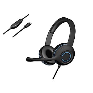 Cyber Acoustics Stereo USB-C Headset (AC-5014) for PC & Mac, in-line Controls for Volume and Mic Mute, Noise-Canceling Mic with Adjustable Boom, Perfect for Classrooms or Home