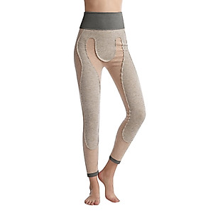 Winnerlion Women's Sherpa Fleece Lined Leggings Winter High Waist Fit Thick Fleece Warm Knee Pads Trousers Pants (Gray, M)