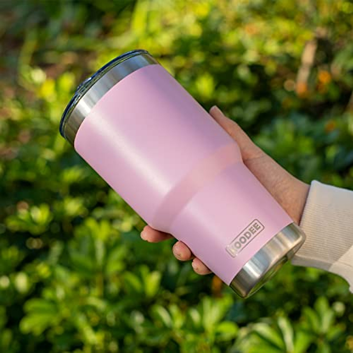 koodee 30 oz Tumbler with Lid and Straw Stainless Steel Double Wall Vacuum Insulated Travel Coffee Mug Cup with Handle, Spill Proof (30 oz Purple Pink)
