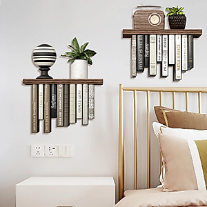 AUATRONNE Floating Bookshelves Set of 2, Solid Wood & Metal Bracket Wall Mount Bookshelf, Invisible Book Shelf Floating, DIY Room Decoration Hanging Bookshelf(17.5W*7D)