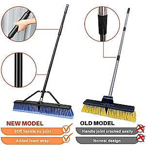 24 inches Push Broom Outdoor Heavy Duty Broom for Deck Driveway Garage Yard Patio Concrete Floor Cleaning-Blue