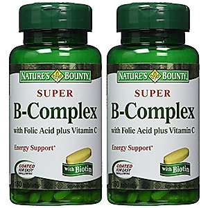 Nature's Bounty Super B-complex with Folic Acid Plus Vitamin C, 300 Tablets (2 X 150 Count Bottles)