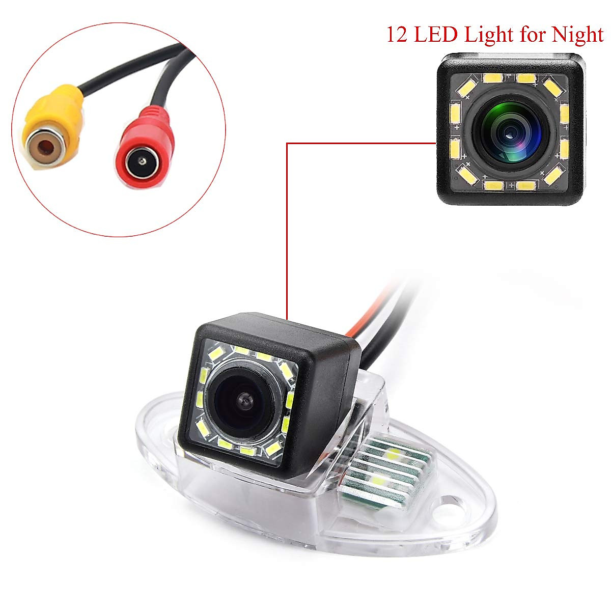 aSATAH 12 LED Car Rear View Camera for Buick Enclave/Chevy Chevrolet Traverse/GMC Acadia/Saturn Outlook & Waterproof and Shockproof Reversing Backup Camera (12 LED)