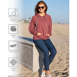 Global Blank French Terry Sweatshirts for Women, Lightweight Pullover Hoodie, Olive Green, Medium