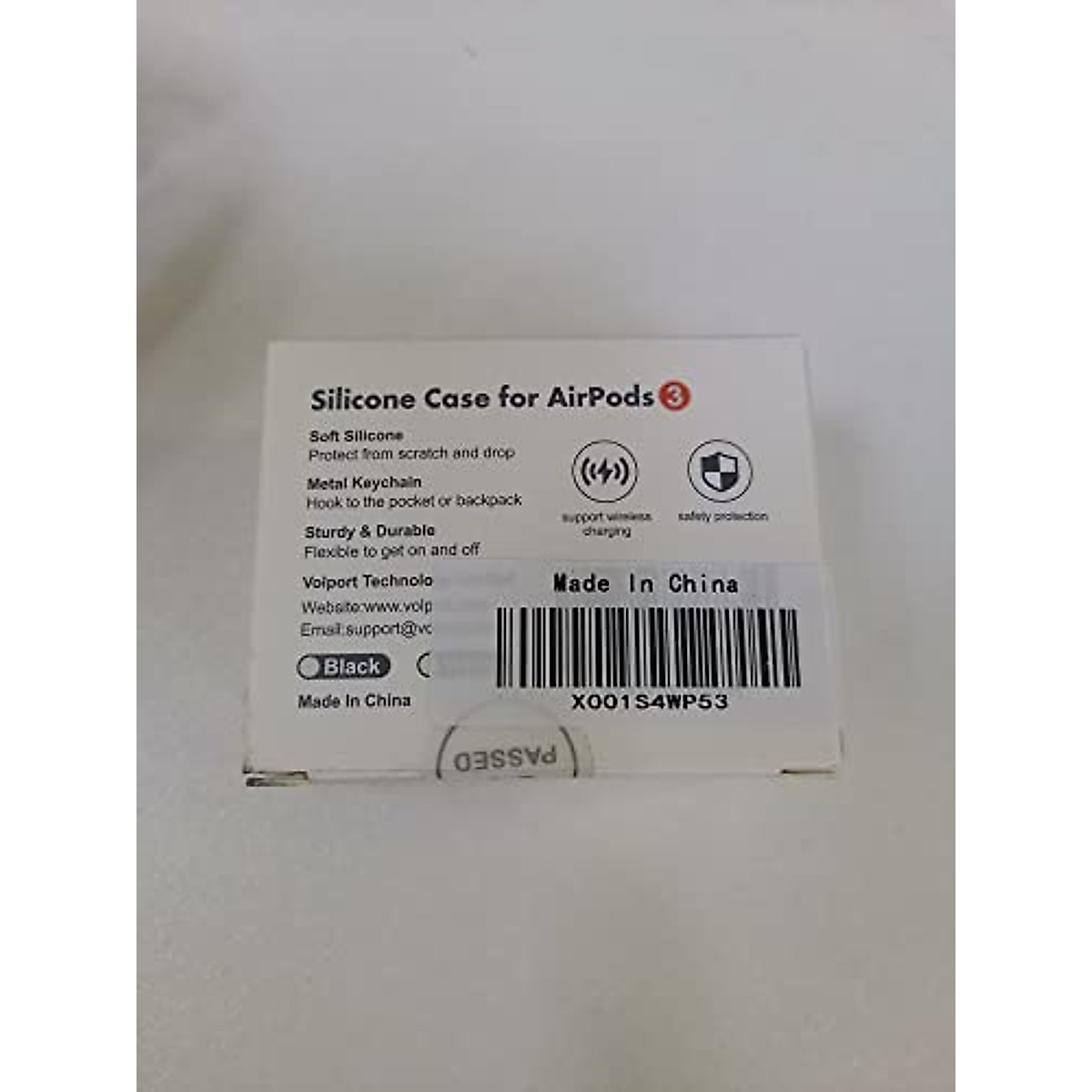 volport Airpods 3 Case Cover, Airpods 3 Case Protective Accessories Skin with Keychain Compatible with Apple Airpods 3rd Generation 2021 for Women Men Girls Boys,Front LED Visible, Black