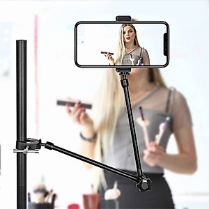 Toolour Magic Arm Camera Mounts Clamps w/ 1/4" and 3/8" Thread, 19.7” Adjustable Friction Power Articulating Arm with 2.6" Super Clamp for LCD Monitor/LED Light/Camera Video Rig/Smartphone