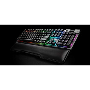 XPG Summoner Mechanical RGB Gaming Keyboard: Cherry MX Red Linear Switches - Sandblasted Aluminum Frame - USB Passthrough - Mechanical Scroll Wheel - Included Wrist Rest - Black