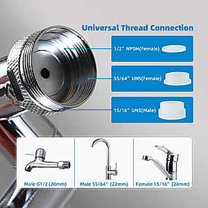 1440° Rotating Faucet Extender(Updated from 1080°), 3-funciton Faucet Aerator, Faucet Attachment with Female/Male Thread for Bathroom or Kitchen, Plastic Faucet Nozzle,Robotic Arm Sink Aerator Chrome