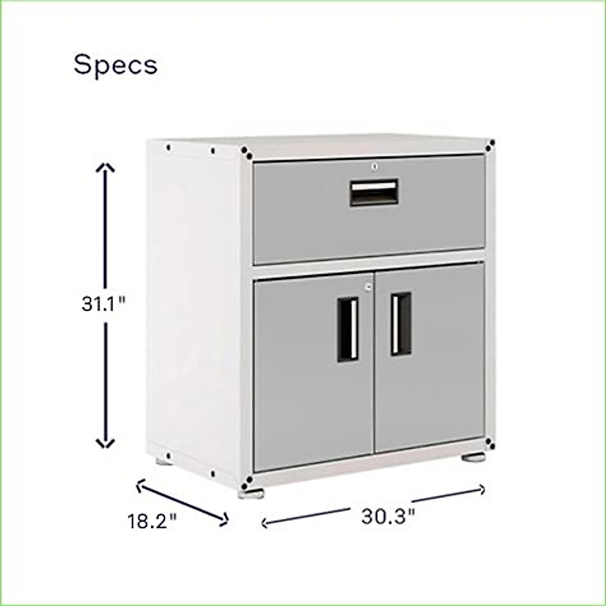 itbe for Home Ready-to-Assemble One Drawer Steel Cabinet with 2 Doors (White and Grey)