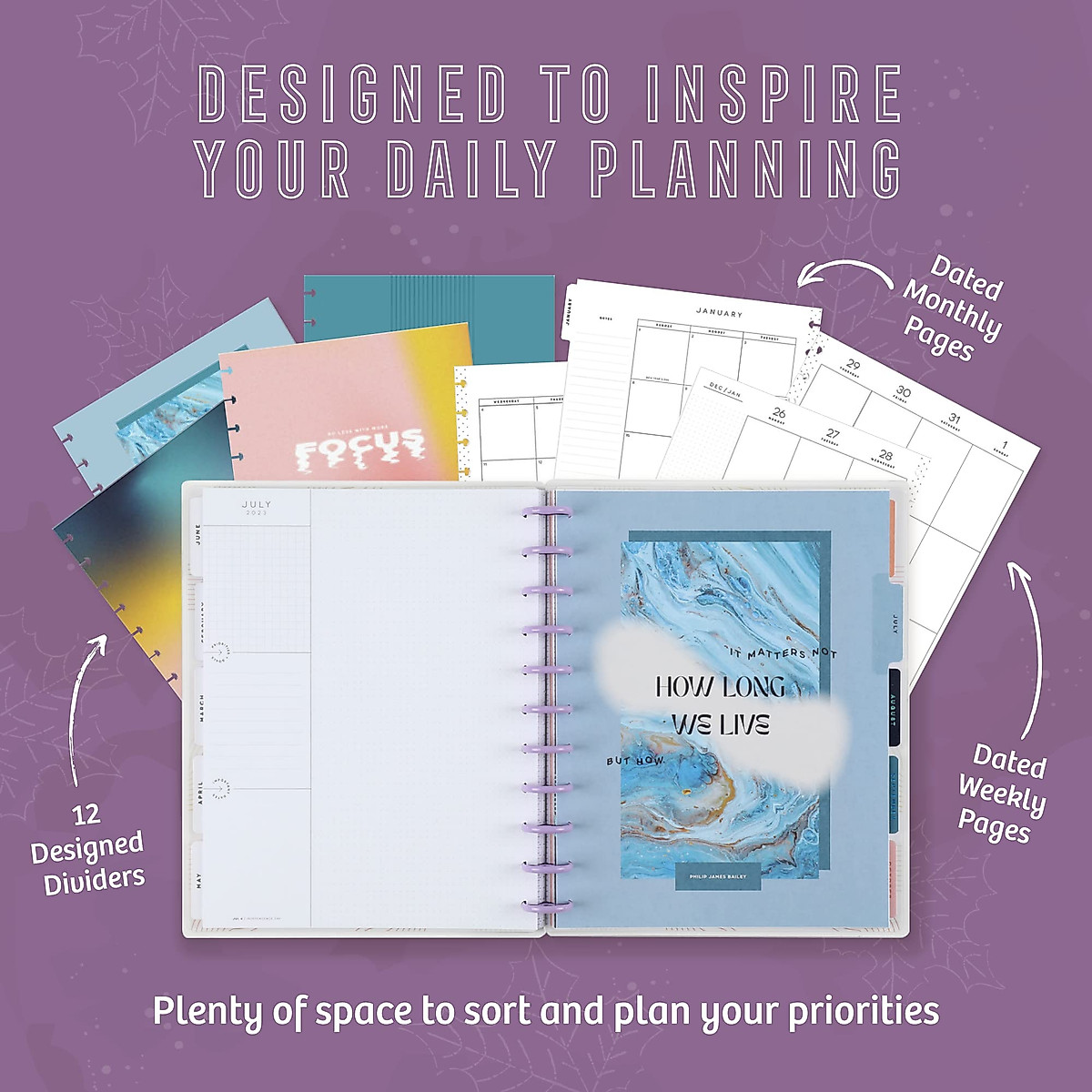 Happy Planner 2023 Daily Planner and Calendar, 12-Month Daily, Weekly, and Monthly Planner, January 2023–December 2023, Vertical Planner, Colorful Animal Theme, Big Size, 8 1/2 Inches by 11 Inches