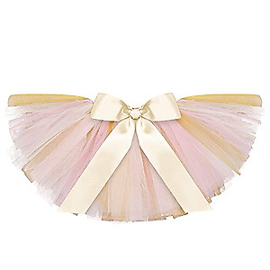 My 1/2 1st Birthday Outfit Baby Girls Shiny Crown Romper + Ruffle Tulle Skirt + Sequins Crown Flower Headband Glitter Party Dress up 3PCS Photo Cake Smash Clothes Set Gold 1/2 Birthday 3-6 Months