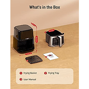 Air Fryer, PARIS RHÔNE 5.3 QT with Viewing Window & Ceramic Coated Non-Stick Basket, Large Air Fryer Oven with 8-in-1 Functions One Touch Control, NO Pre-heating, with Detachable Tray Easy to Clean