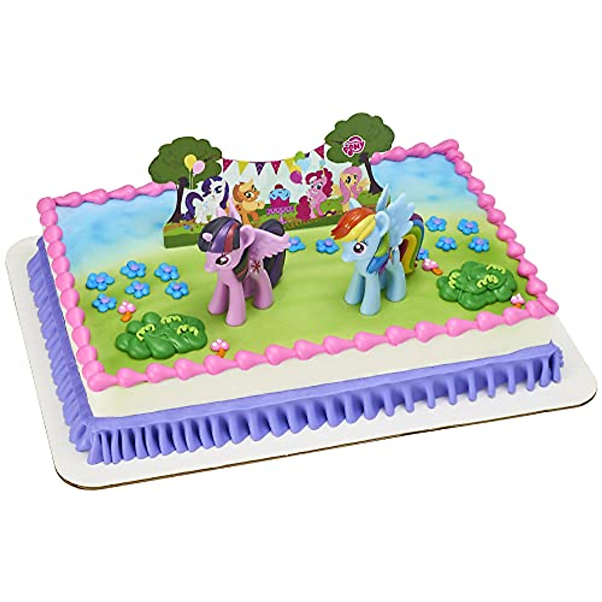 DecoPac My Little Pony Cake Topper, 3-Piece Cake Decorations with Rainbow Dash and Twilight Sparkle Ponies for Fun After the Birthday Party, 3"
