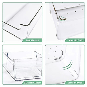 Homzing 4PCS Clear Kitchen Drawer Organizer Set, Silverware Drawer Organizer, Non-Slip Drawer Organizer Trays Dividers for Kitchen Utensils, Bathroom, Bedroom, Office, Makeup Storage