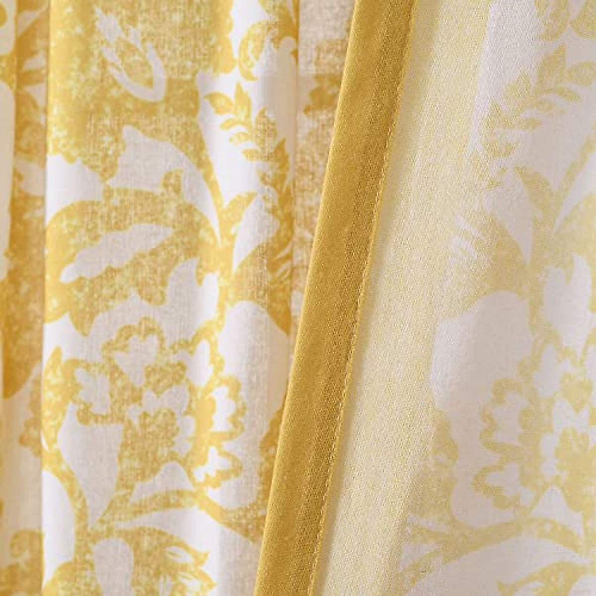 Lush Decor Emma Textured Jacobean Window Curtain Panel (Single Panel), 84" L x 52" W, Yellow