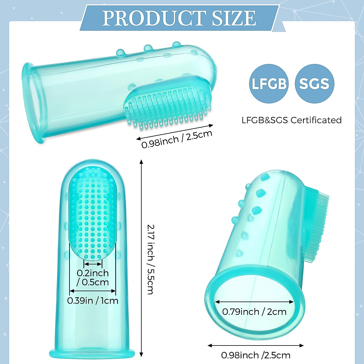 Zopeal 8 Sets Baby Finger Toothbrush for Toddler Kids Silicone Soft Finger Toothbrush for Infant Toddler Training Teething Oral Cleaning Massaging