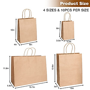 Moretoes 40pcs Brown Paper Bags with Handles Assorted Size Gift Bags, Kraft Paper Bags, Paper Shopping Bags, Craft Bags, Merchandise Bags