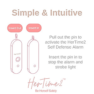 HerTime2 Personal Safety Alarm – Travel Safe Waterproof – Gift for Women College Girls – Self Defense Keychain – Extra Loud Siren – Strobe Light – Cute Key Chains Protection (Rose Gold)