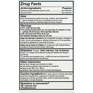 Refresh Optive Lubricant Eye Drops, Preservative-Free, 0.01 Fl Oz Single-Use Containers, 60 Count