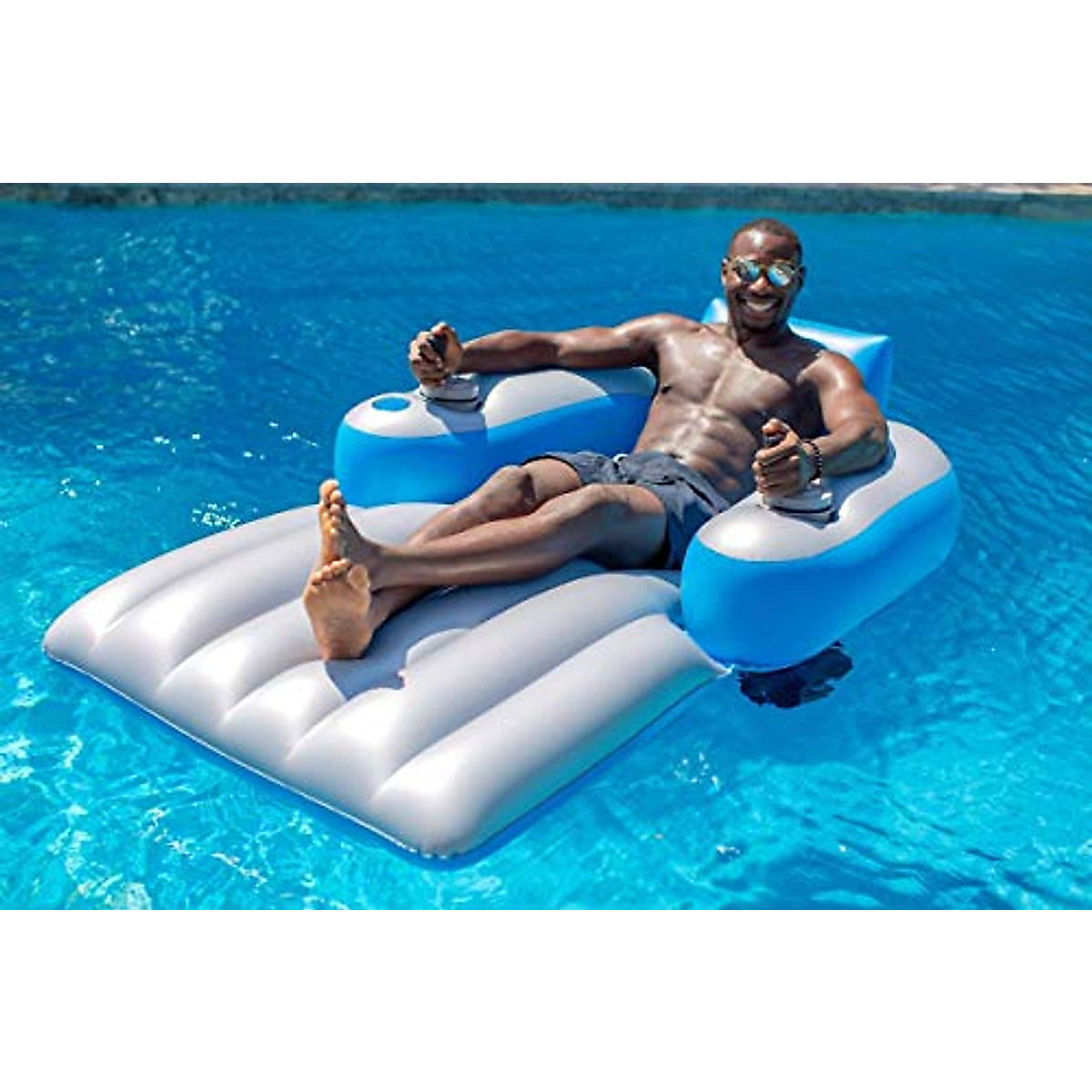 Splash Runner 2.5 Motorized Inflatable Pool Lounger, Water Hammock Raft for Pool or Lake, Toy for Adults & Kids, Lightweight, Durable, Propellers Enclosed w/Safety Grill, Batteries Required