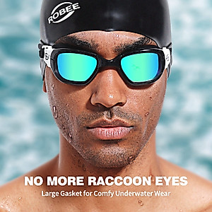 Robee Swimming Goggles, Adult Polarized Swim Goggles for Men Women Youth, Water Pool Glasses