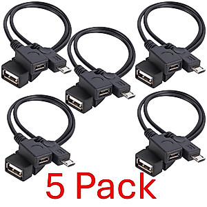 [5 Pack] USB OTG Cable for Firesticks 4K/4K Max/Cube/lite/2nd Gen. Universal Micro Power Enabled Adapter Android Devices - Samsung, LG, HTC, 6-Inch