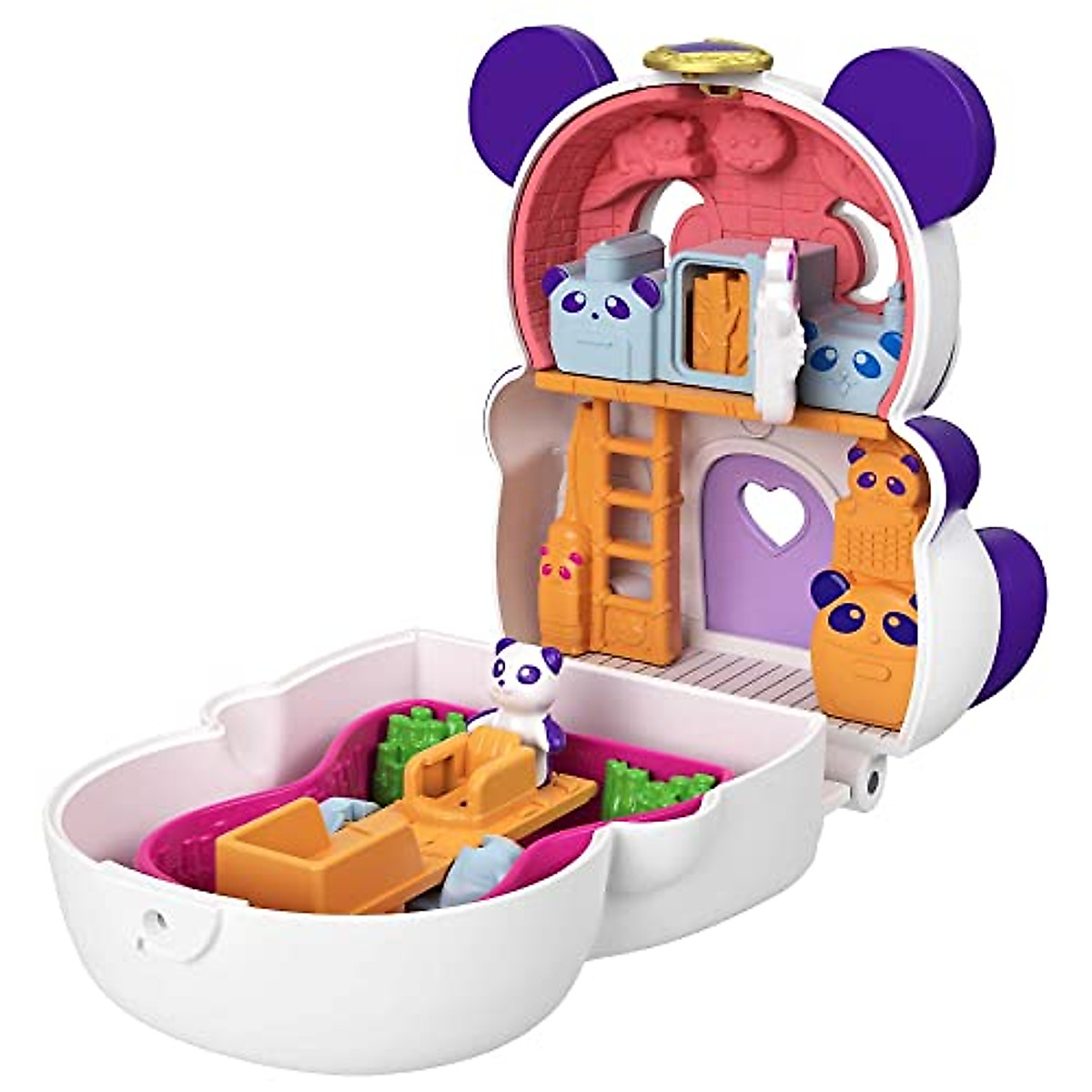 Polly Pocket GTM58​ Flip & Find Panda Compact, Flip Feature Creates Dual Play Surfaces, Micro Doll, Panda Figure & Surprise Reveals, Great Gift for Ages 4 Years Old & Up, 10.0 cm*5.0 cm*9.0 cm