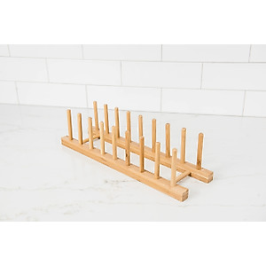 Lipper International 887 Bamboo Wood Plate Rack and Pot Lid Holder, 15-3/8" x 4-3/8" x 4"