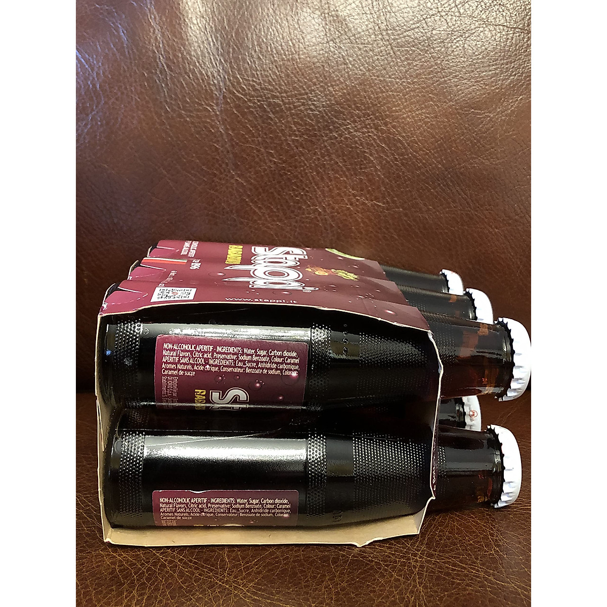 Stappi Rhubarb Bitter Soda 6 x 3.38 fl oz. (100ml) Stappj Rabarbaro Aperitivo Digestivo [Italian Import] Non-Alcoholic Liqueur Aperitif Cocktail Mixer| Sparkling Stappi Aromatic Beverage for Spirits from Italy