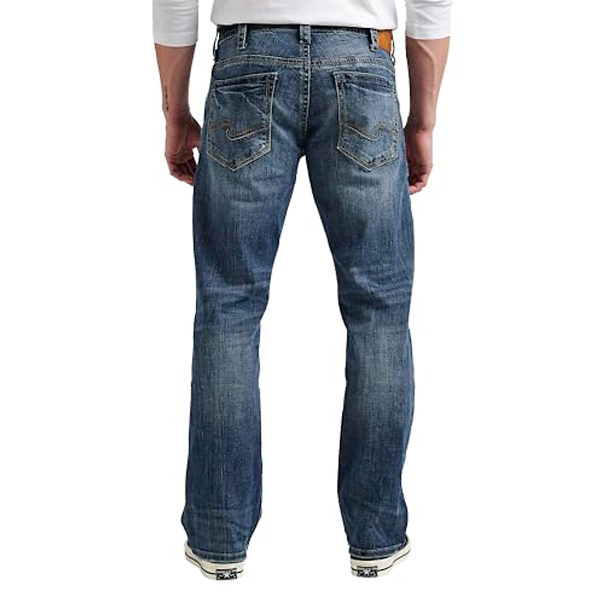 Silver Jeans Co. Men's Gordie Relaxed Fit Straight Leg Jeans, Medium Vintage, 34W x 34L