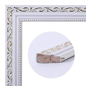 Betionol Diamond Painting Frames, Classic White Nature Solid Wood Frame Covered Plaster Fit For 12x16 inch/30x40cm Photos or Prints, Including Plexiglass and Back Mat and Hanging Kits