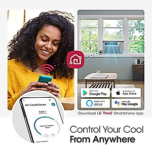 LG 10000 BTU Window Air Conditioners [2023 New] Remote Control WiFi App Ultra-Quite Washable Filter Cools 450Sq.Ft for Medium & Large Room AC Unit air conditioner Easy Install White LW1017ERSM1