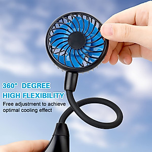 zoolb 10000mAh Neck Fan, Portable Fan for Climbing, Hiking, Battery Operated Rechargeable USB Fan for Neck, 6 Speeds Personal Fan, Lightweight Sports Necklace Fan with 48hrs Duration